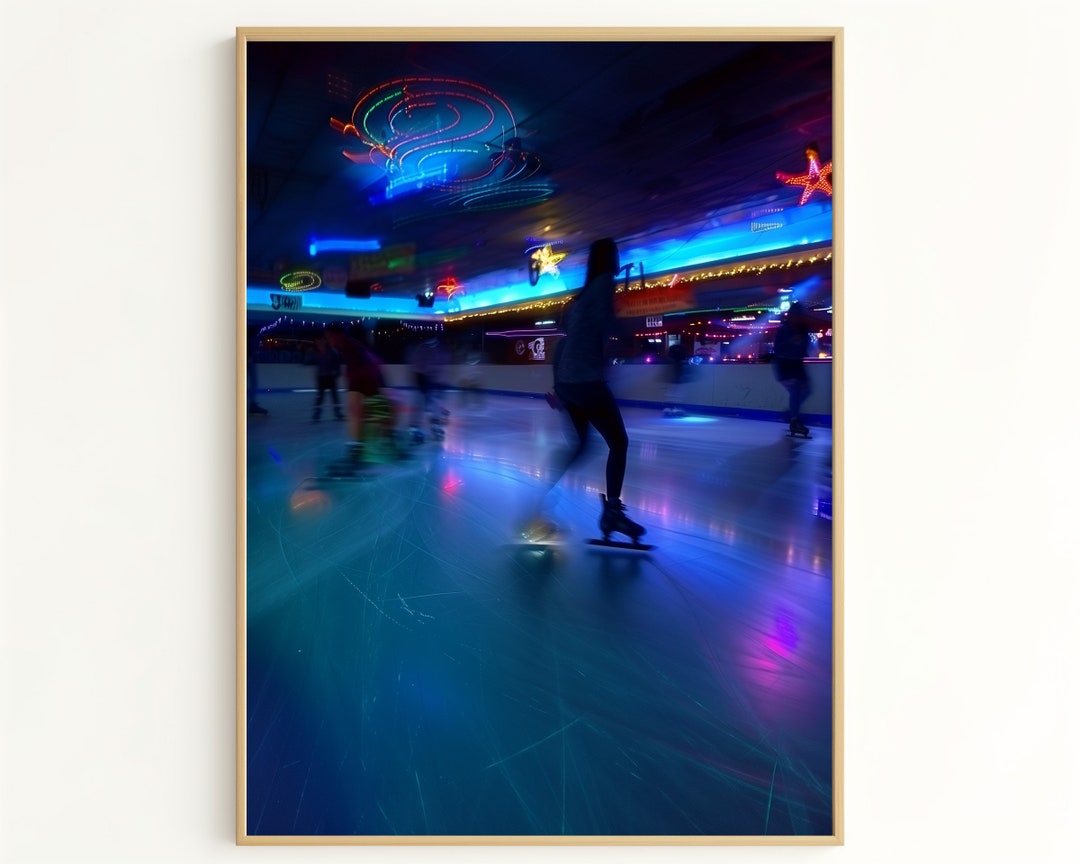 Neon Lights Print – Retro Roller Rink Scene Captured in Vibrant Colors ...