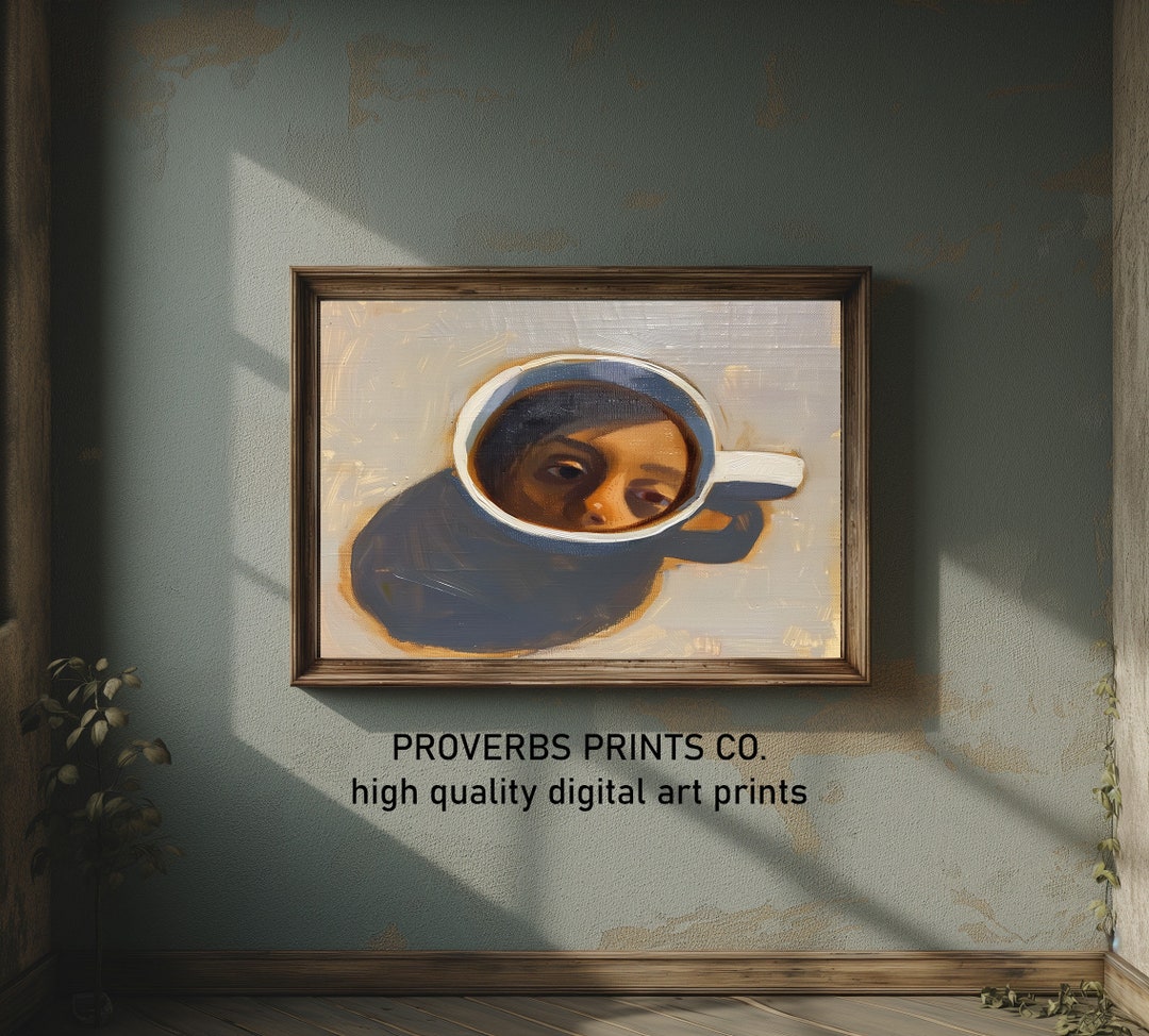 Surrealist Coffee Art Print, Reflection in a Coffee Cup, Dreamy Decor ...