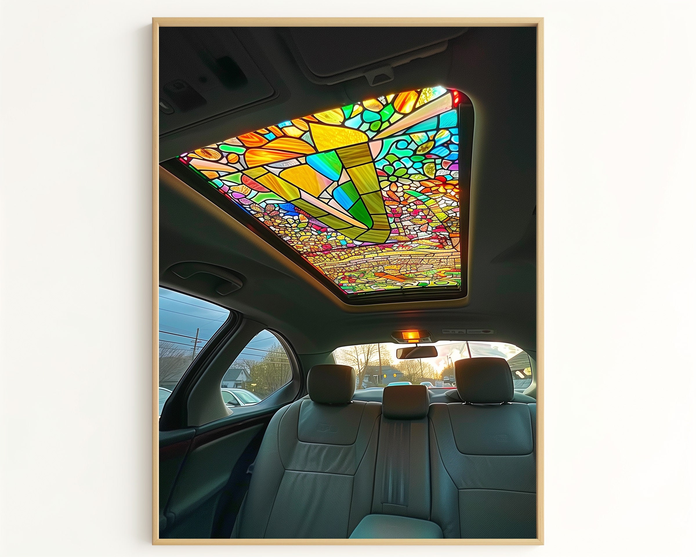 Stunning Stained Glass Sunroof Unique Car Interior Design Art Print Vibrant and Artistic Automotive Decor SE594 Etsy