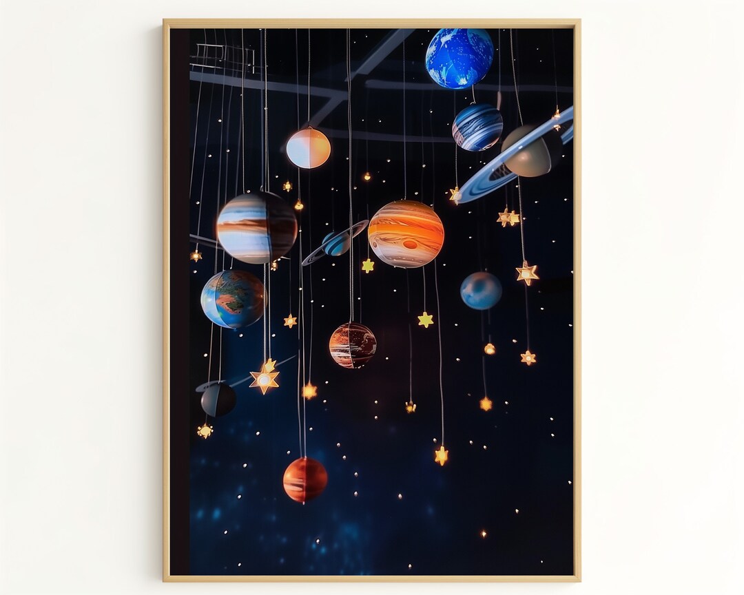 Sun and Planet Wall Art - Solar System Mobile Print Decor for Kids Room ...