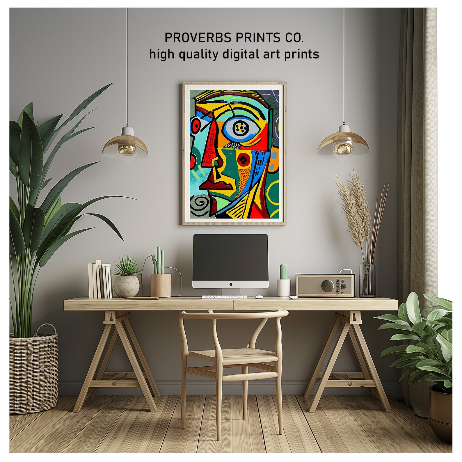Cubist Face Art - Bold Cubist Portrait Print With Geometric Faces and ...