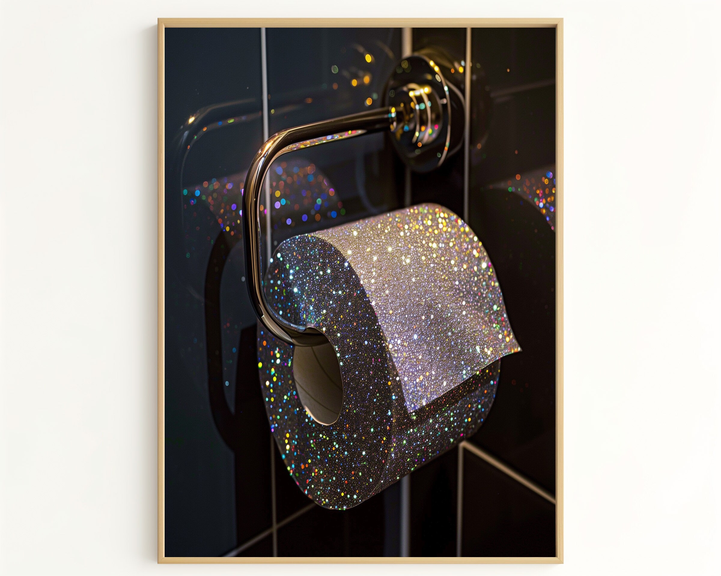 Luxury Toilet Paper Roll, Elegant Sparkling Bathroom Art Print for ...