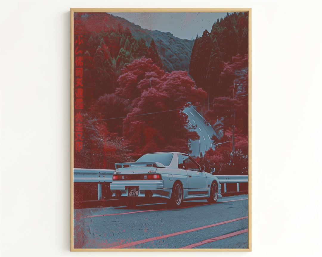 JDM Poster, Retro JDM Car Photography on Moody Mountain Road, Perfect ...
