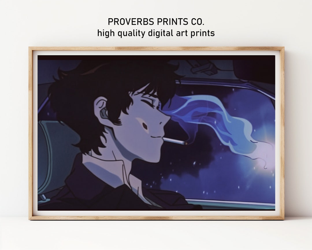 Neon Light Animal - Smoky Anime Character Night Drive Art Print, Retro ...