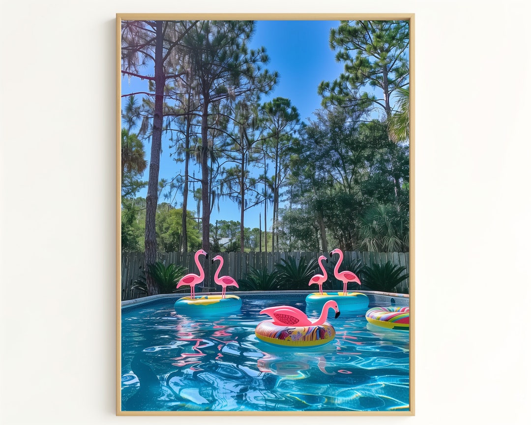 Flamingo Pool Decor - Tropical Pool Party Photography Print With ...
