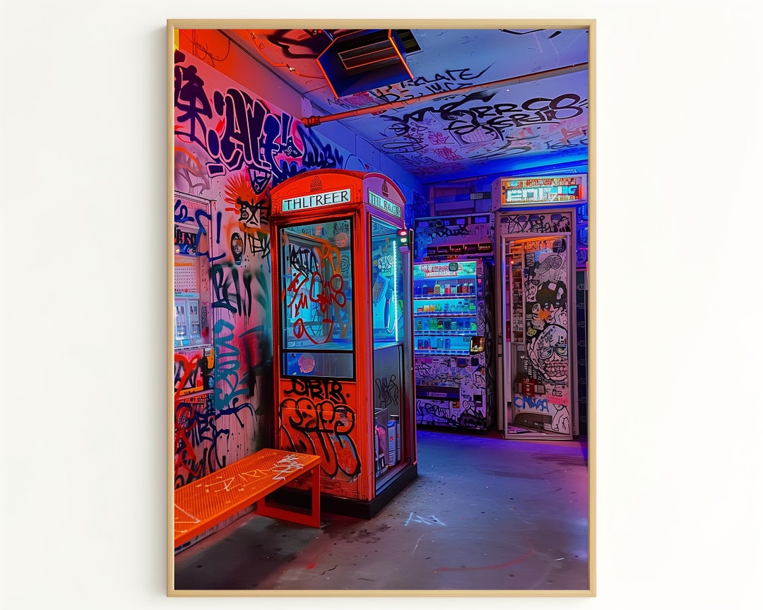 Urban Street Art Print - Graffiti Neon Arcade Room Vibes With Colorful ...