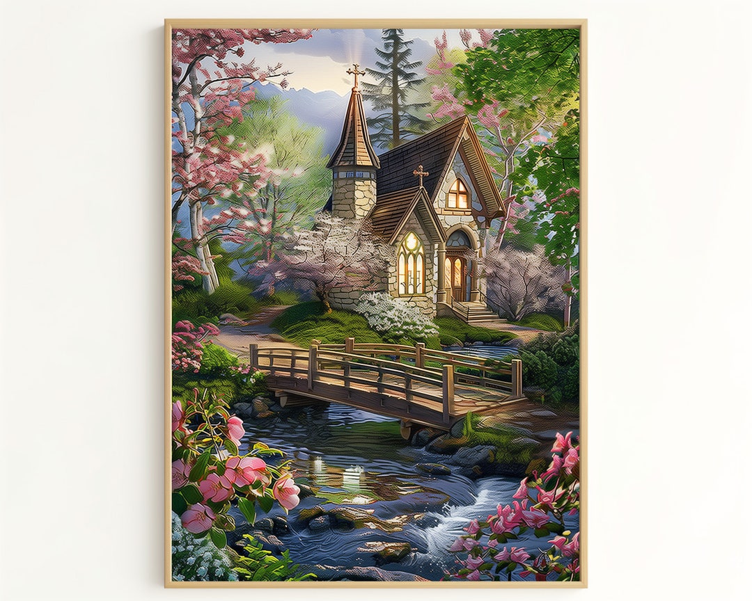 Enchanted Forest Wall Art - Tranquil Spring Chapel, Fairy Tale Forest ...
