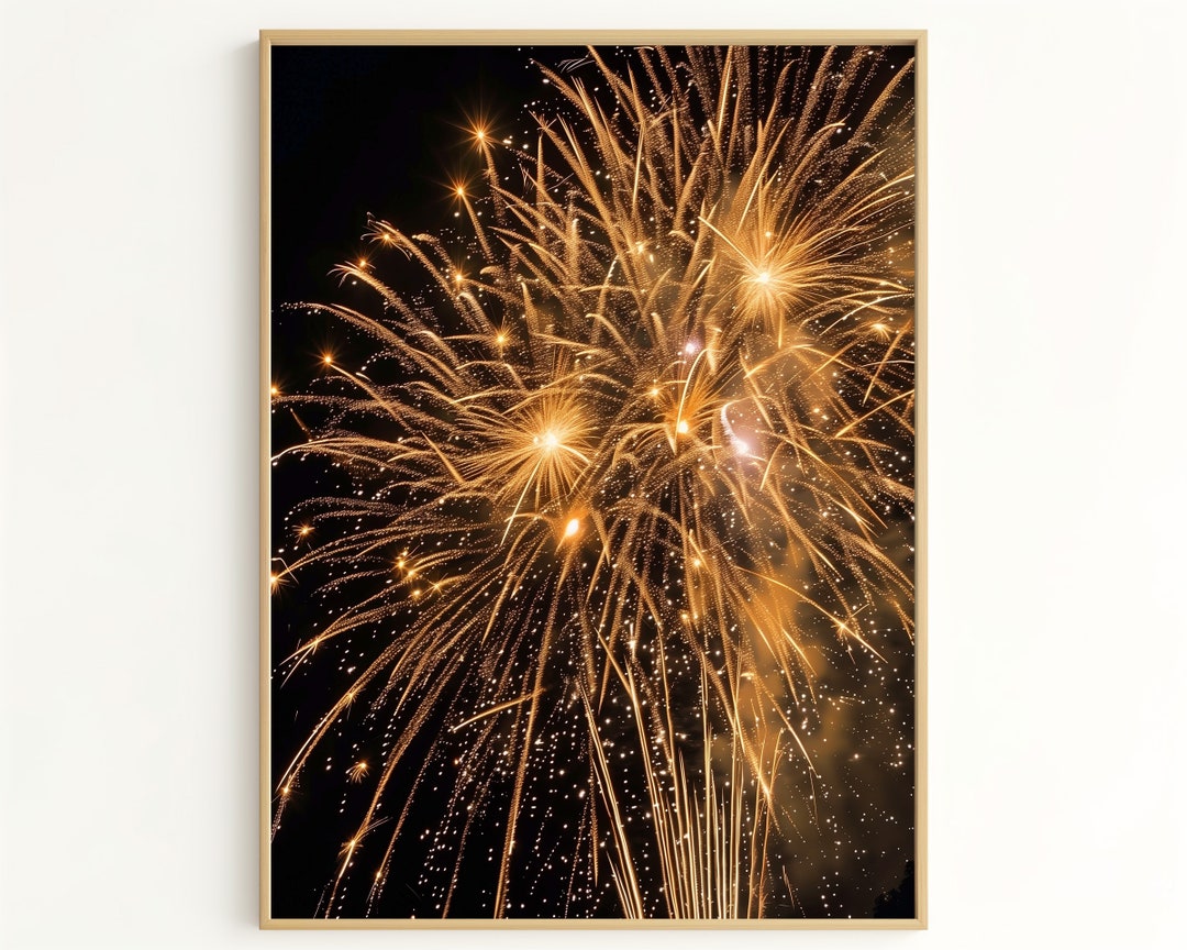 Fireworks Wall Art: Golden Fireworks Print, Stunning Night Sky ...