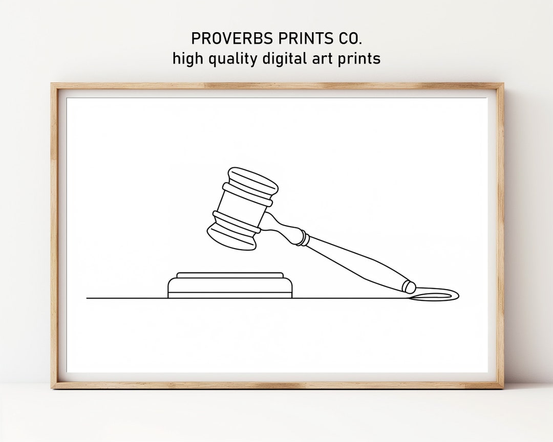 Gavel Wall Art - Minimalist Legal Illustration of Judge's Gavel on ...