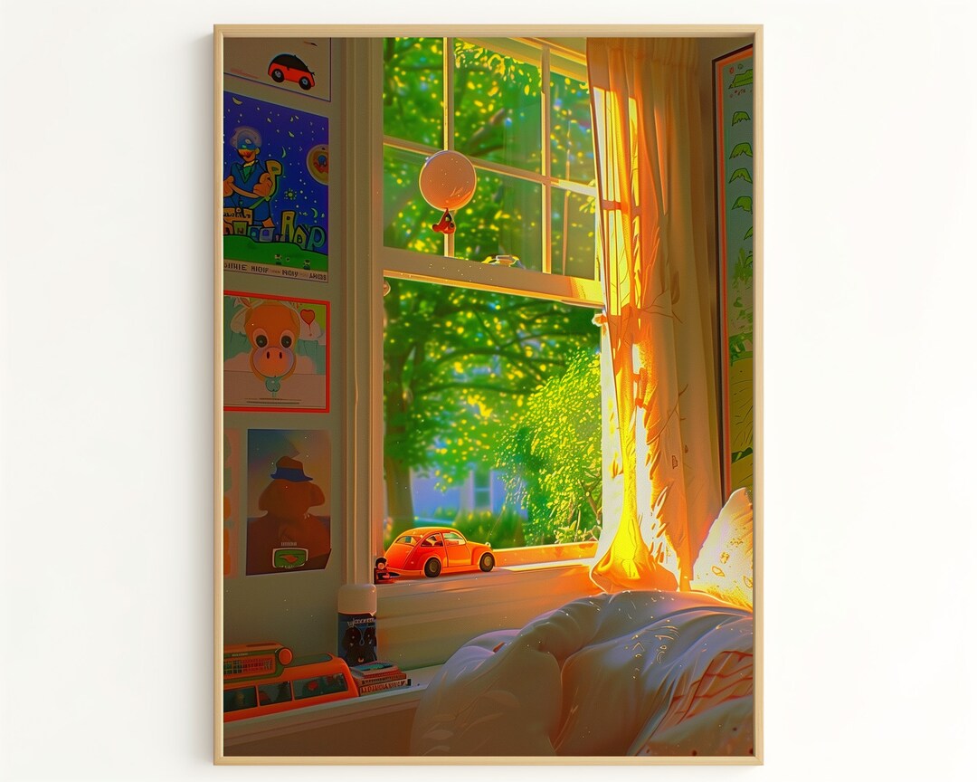 Vintage Window Decor Art Print - Cozy Room With Sunlit Window and Retro ...