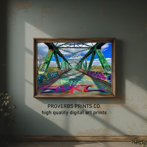 Modern Urban Art - Graffiti Covered Bridge Print, Vibrant Street Art ...