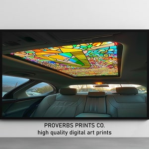 Stunning Stained Glass Sunroof – Unique Car Interior Design Art Print ...