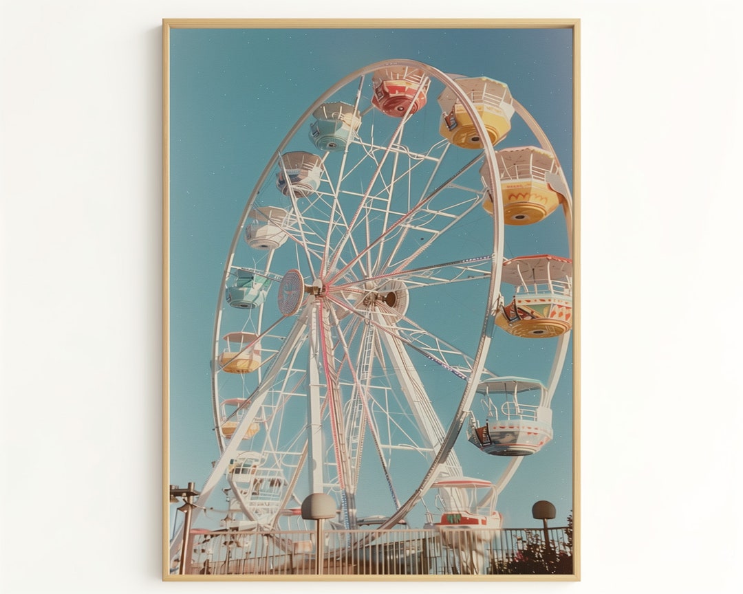 Ferris Wheel Art Print - Vintage Carnival Attraction Wall Decor for ...