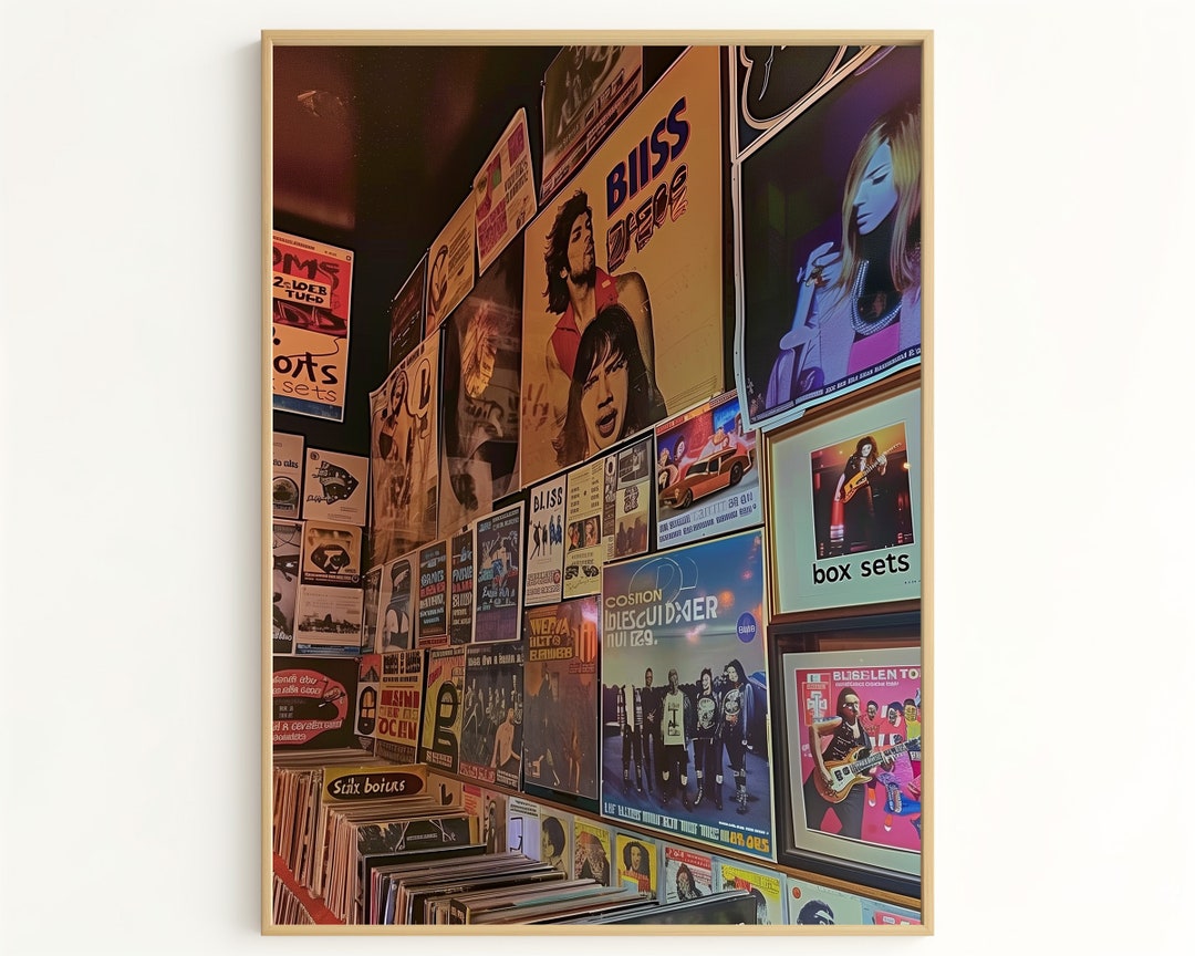 Live Concert Vintage Record Store Posters, Retro Music Wall Art Collage ...