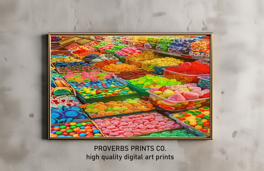 Candy Shop Decor Art Print - Vibrant Candy Market Display With Colorful ...