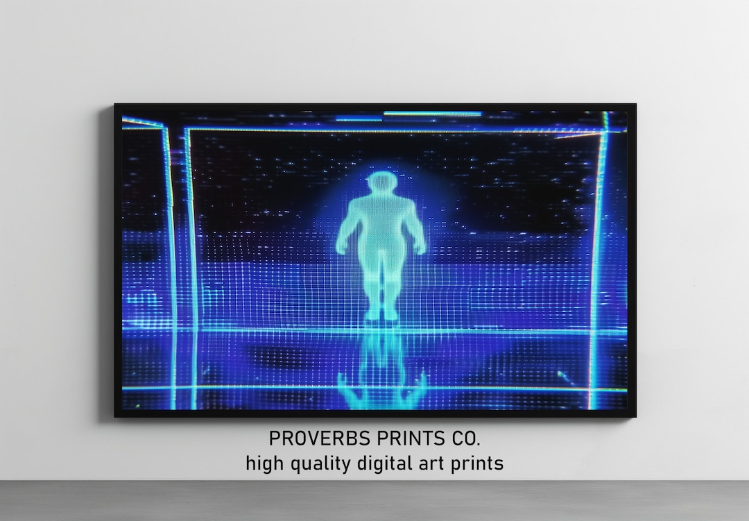 Holographic Display Art - Futuristic Human Figure in Digital Sci-fi ...