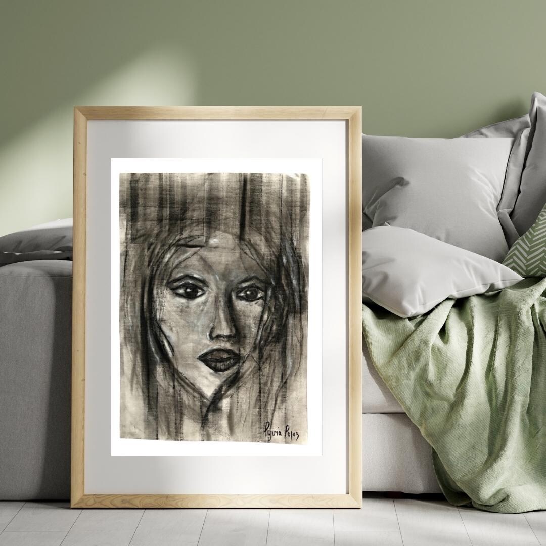 Unique Work, Portrait, Canvas and Charcoal Drawing, Contemporary Art ...