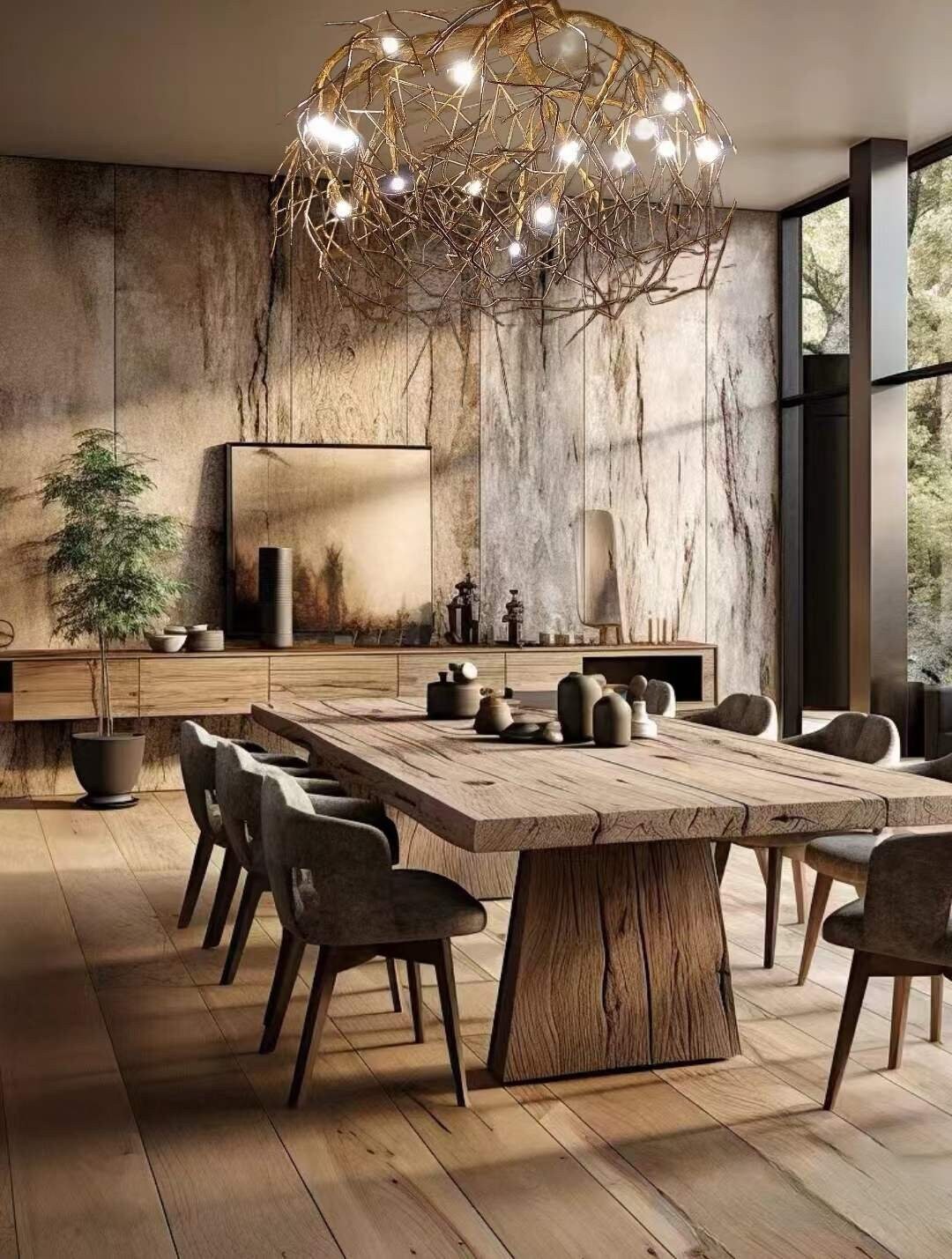 Lámpara colgante de rama de árbol rústica, iluminación colgante de ...