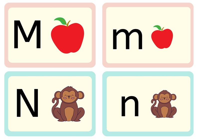 UPPERCASE and LOWERCASE Alphabet - Matching Game - Flash Cards - Etsy