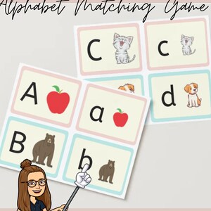 UPPERCASE and LOWERCASE Alphabet - Matching Game - Flash Cards - Etsy