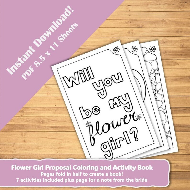 Flower Girl Proposal Coloring and Activity Book - Etsy