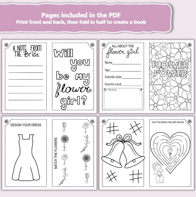 Flower Girl Proposal Coloring and Activity Book - Etsy