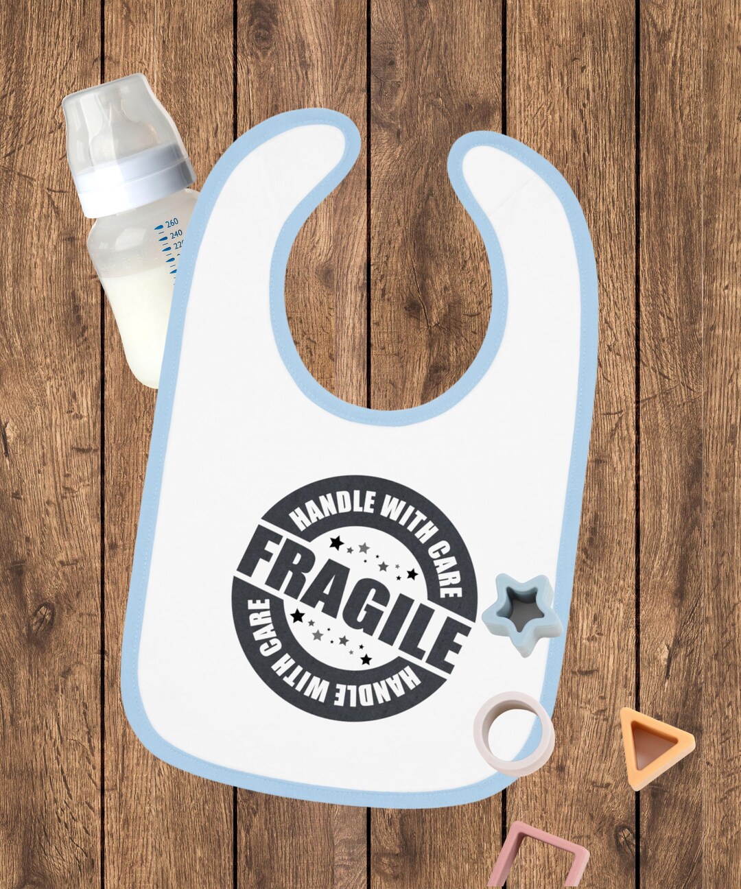 Baby Bib - Fragile Handle With Care, Infant Contrast Trim Jersey Bib ...