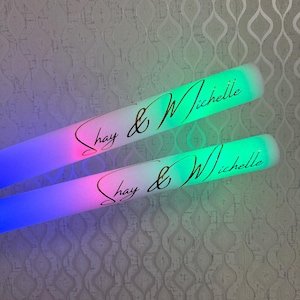 Personalised Glow Sticks | Custom LED Foam Light up Sticks | Wedding ...