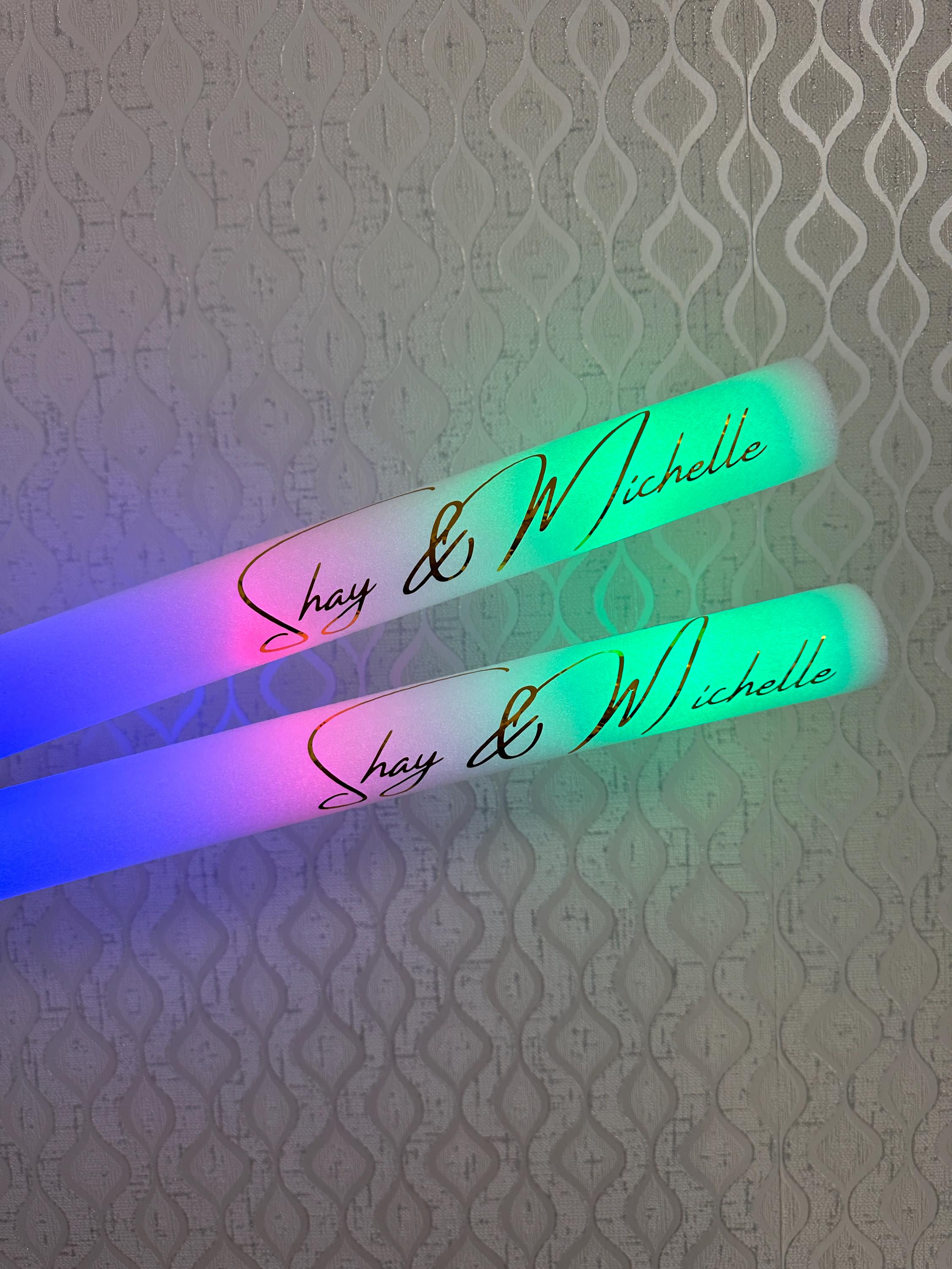 Personalised Glow Sticks | Custom LED Foam Light up Sticks | Wedding ...