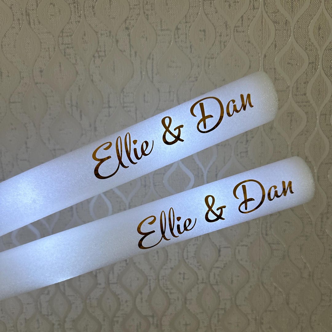 White Personalised Foam Glow Sticks | White LED Foam Glow Sticks ...