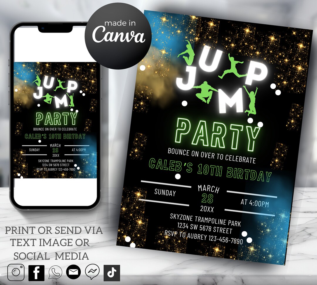 Let's Get Jumping: Party Invitation Jump for Joy Party Invitation Card ...