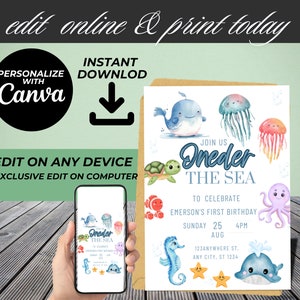 Seaside Celebration Under the Sea 1st Birthday Poster Ocean Adventure ...