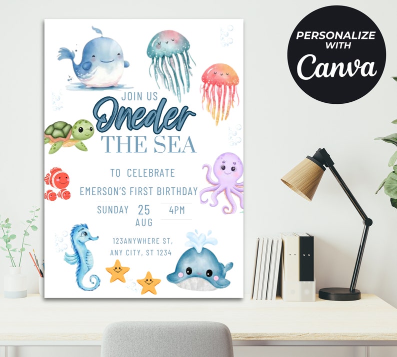 Seaside Celebration Under the Sea 1st Birthday Poster Ocean Adventure ...