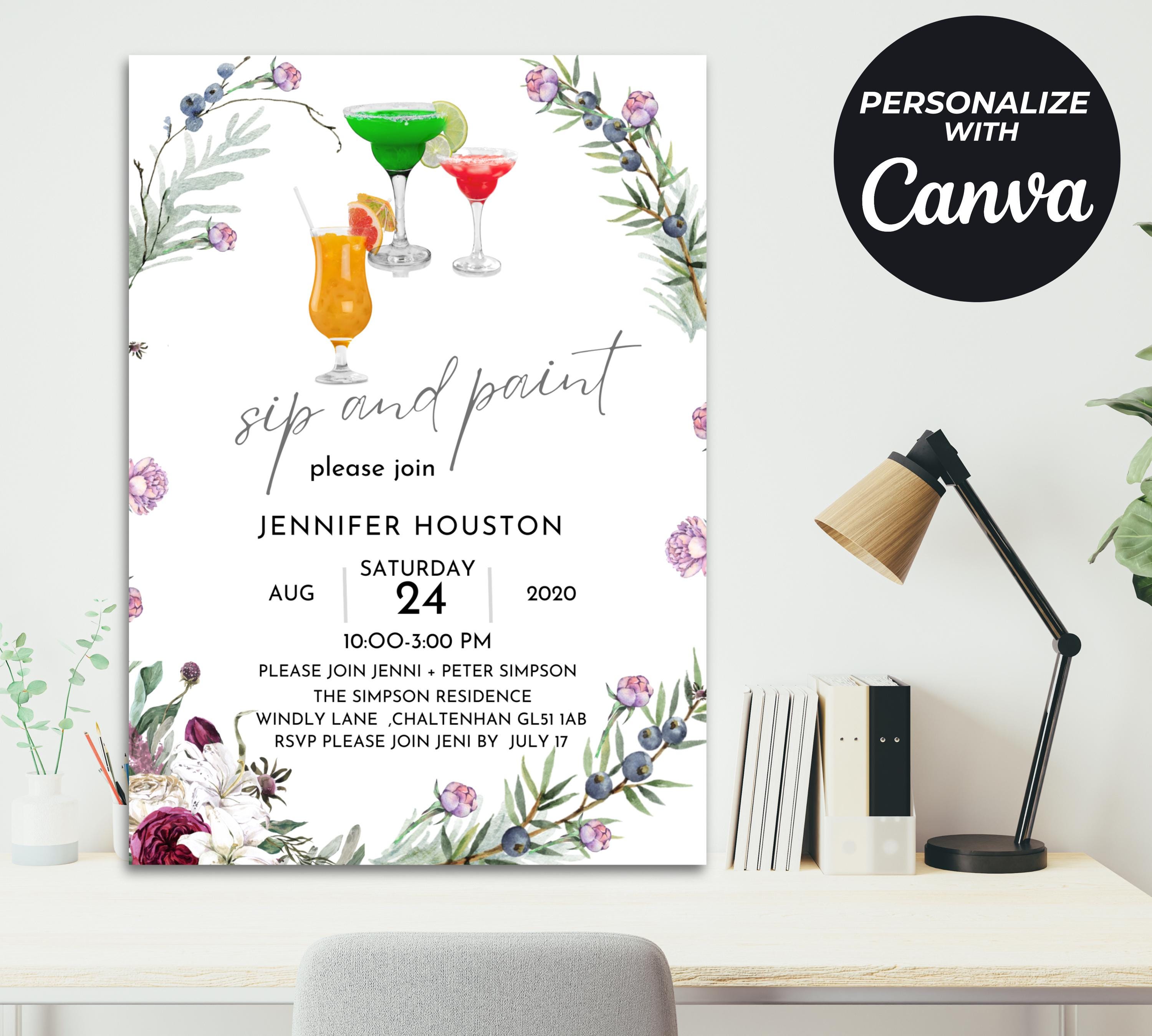 Paint and Sip Invitation Sip and Paint Party Invite Sip & Stroke Art ...