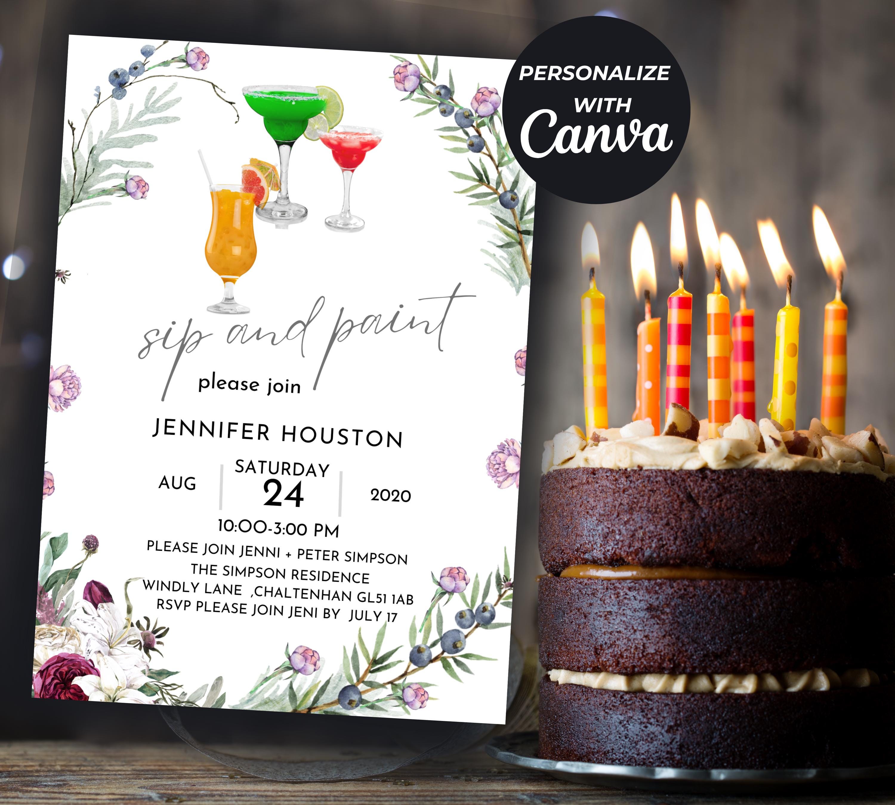 Paint and Sip Invitation Sip and Paint Party Invite Sip & Stroke Art ...