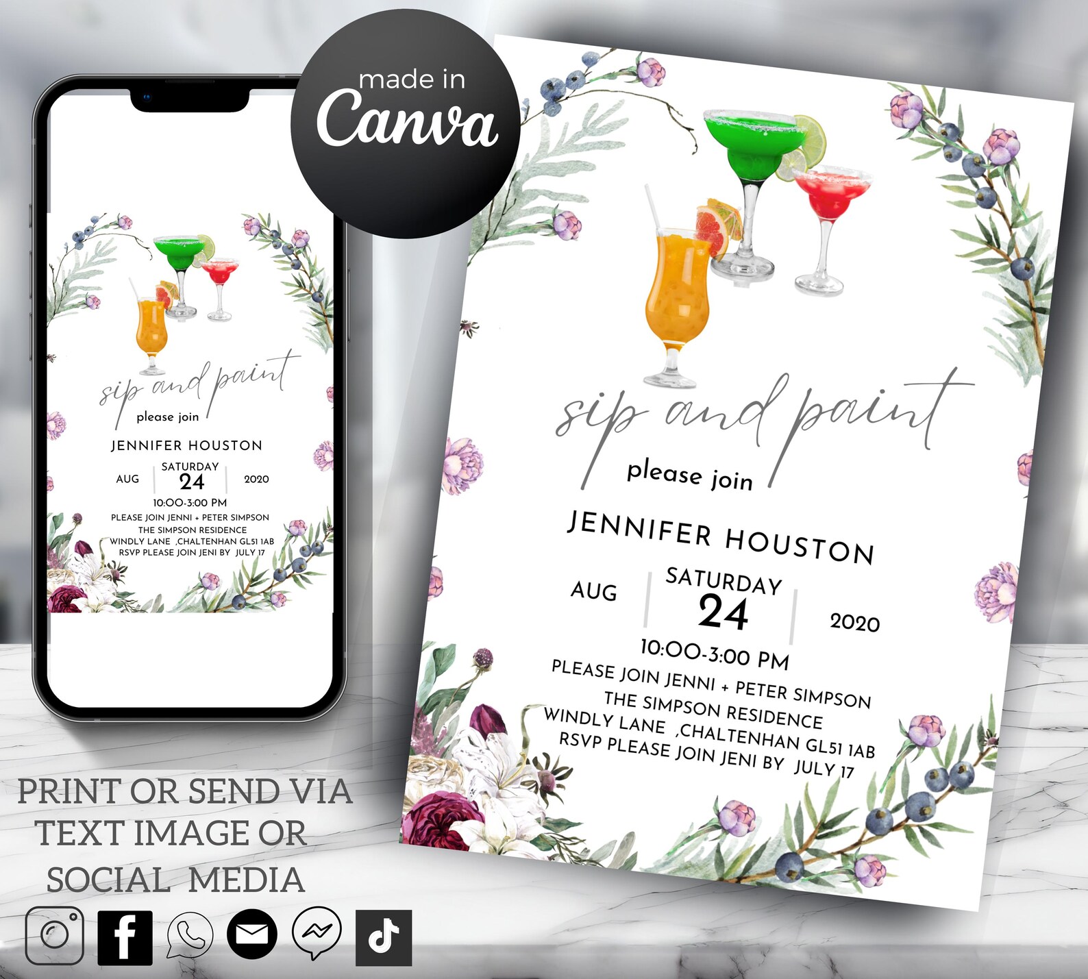 Paint and Sip Invitation Sip and Paint Party Invite Sip & Stroke Art ...