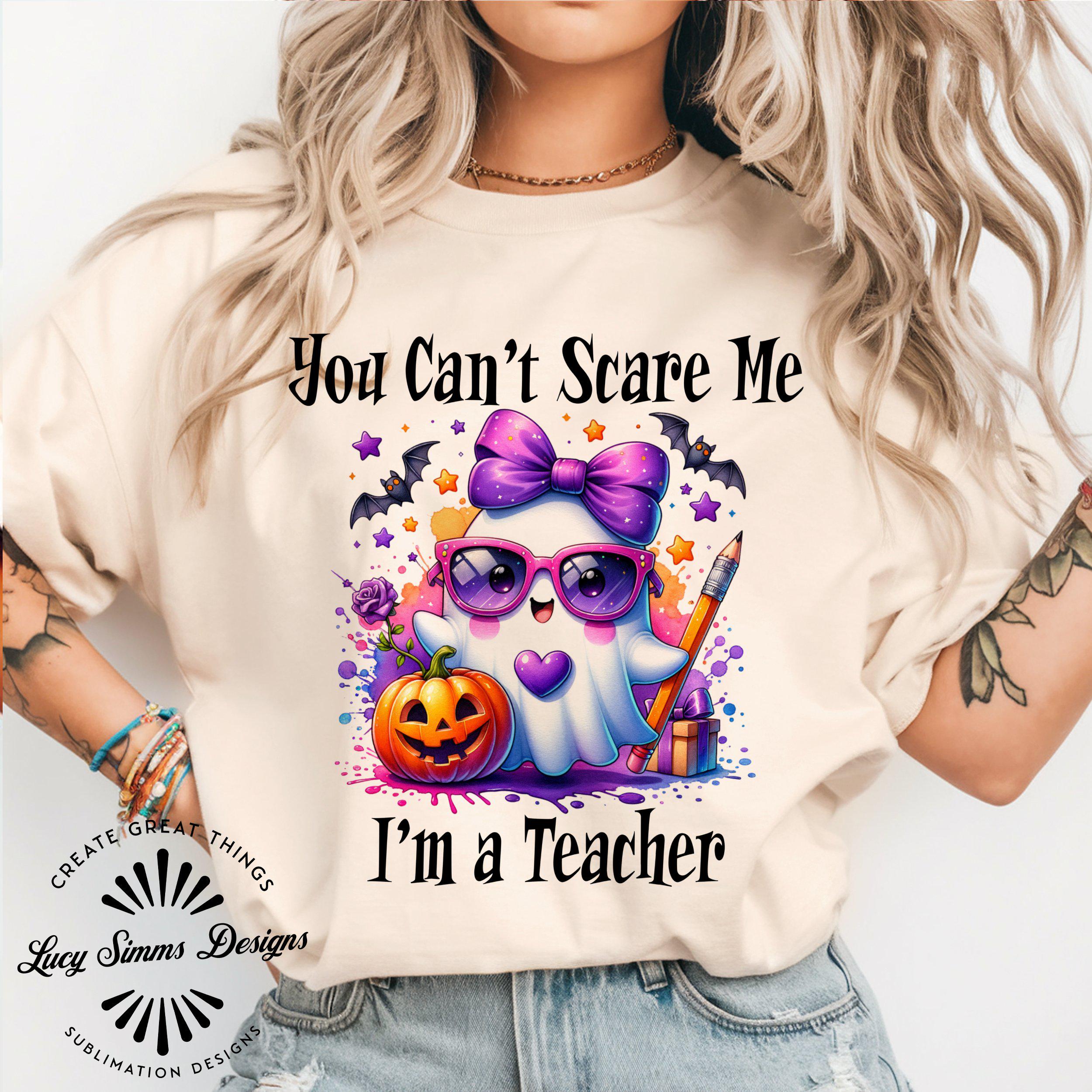 Cute Ghost Teacher Png, Halloween Png, Spooky Teacher Png, Retro ...