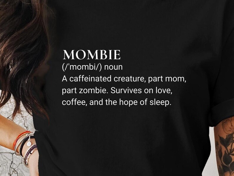 Mombie Definition Png, Black and White Text, Sublimation Design, Zombie ...