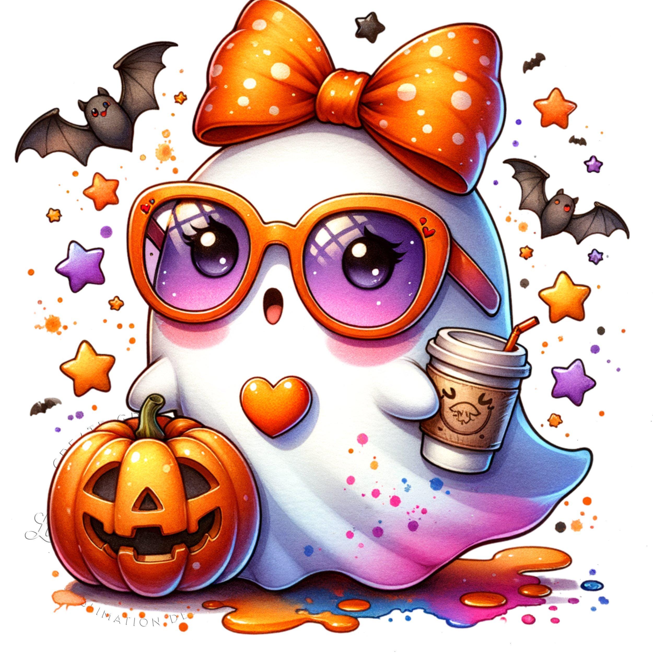 Cute Ghost Png, Ghost Png, Halloween Png, Spooky Season Png, Retro Halloween Png, Trendy ...