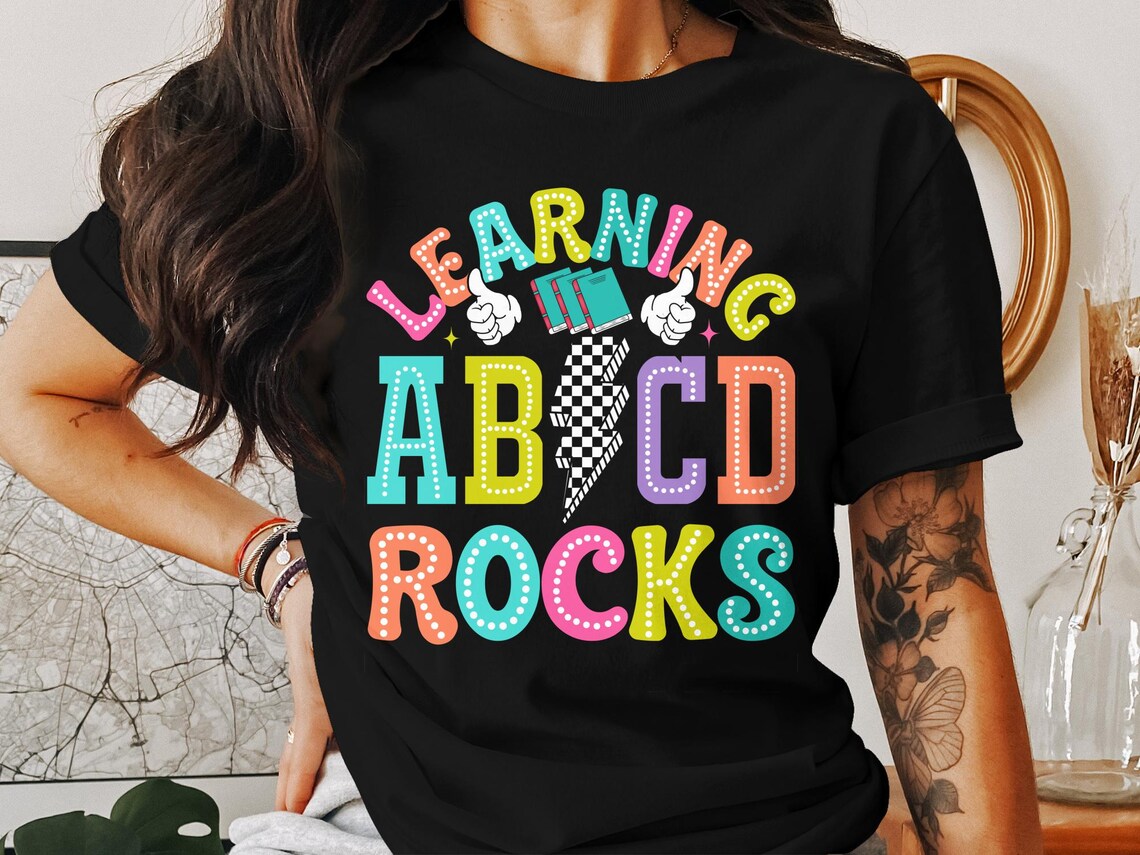 Retro Teacher Png, Learning ABCD Rocks Png, Teacher Bright Doodles ...
