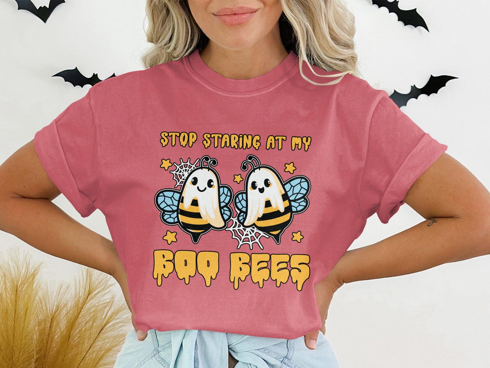 Boo Bees Ghost Png: Retro Halloween Sublimation Design (digital ...