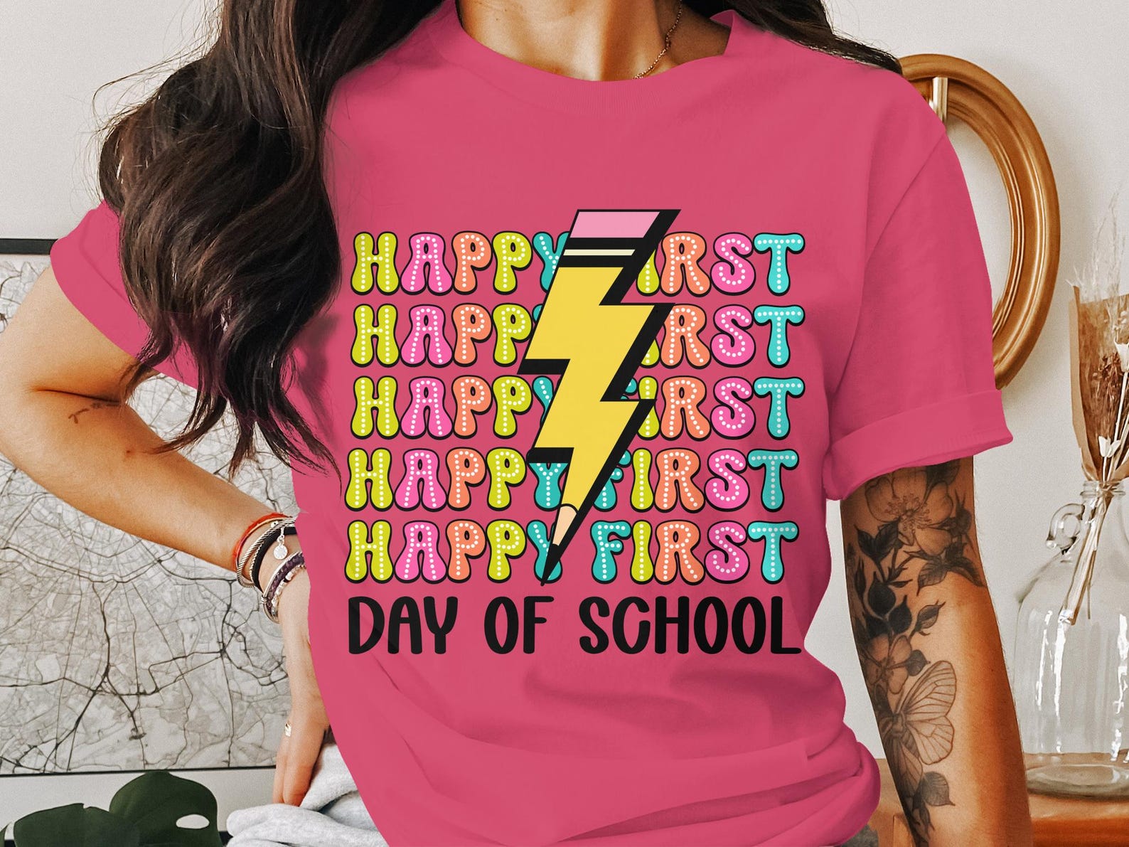 Retro Back to School PNG: Happy First Day Sublimation Design (digital ...