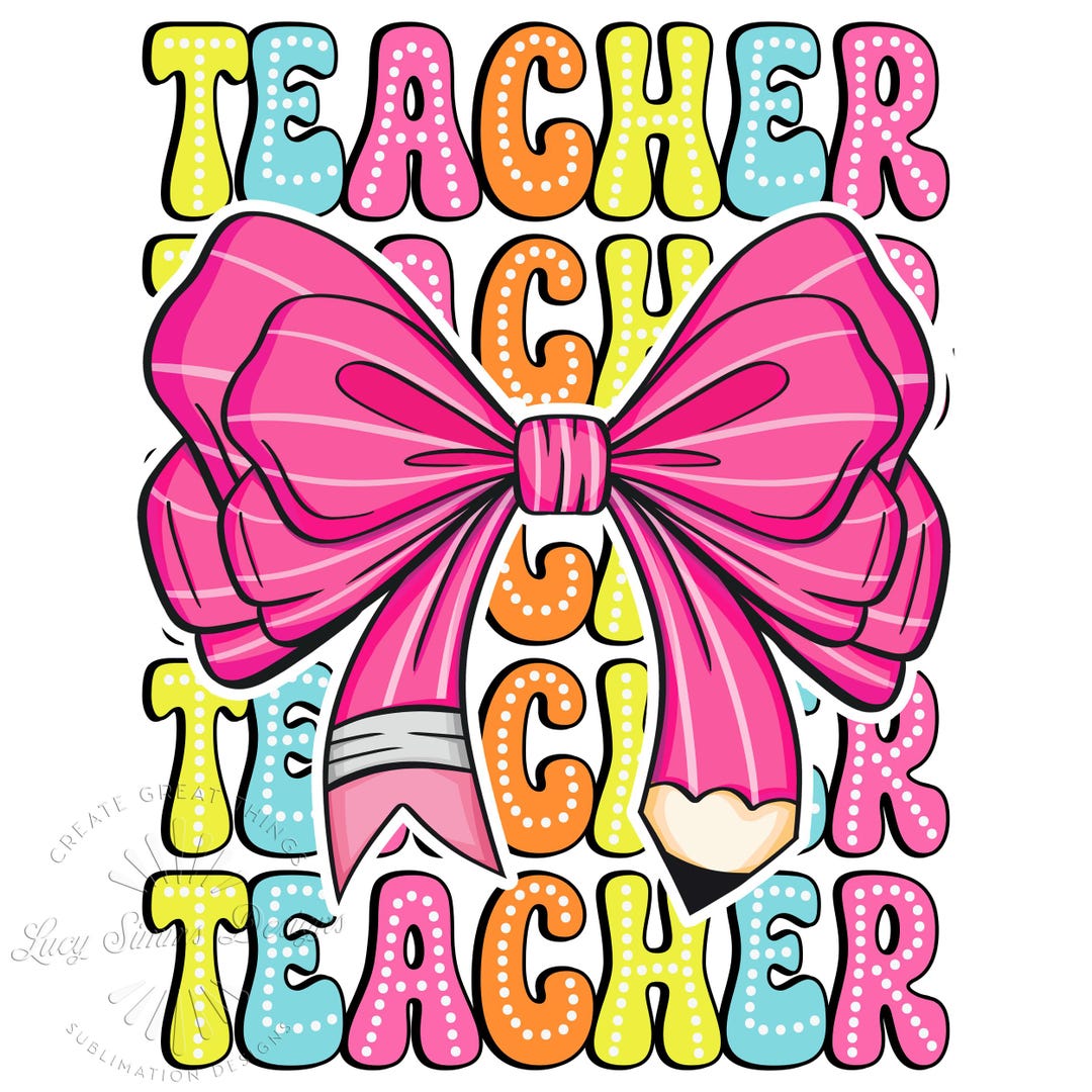 Coquette Teacher Pencil PNG: Retro Back to School Design (digital ...