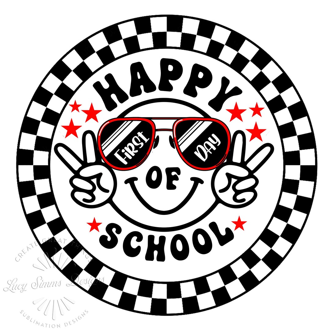 Retro Smiley Face First Day of School PNG - Sublimation Design (digital ...
