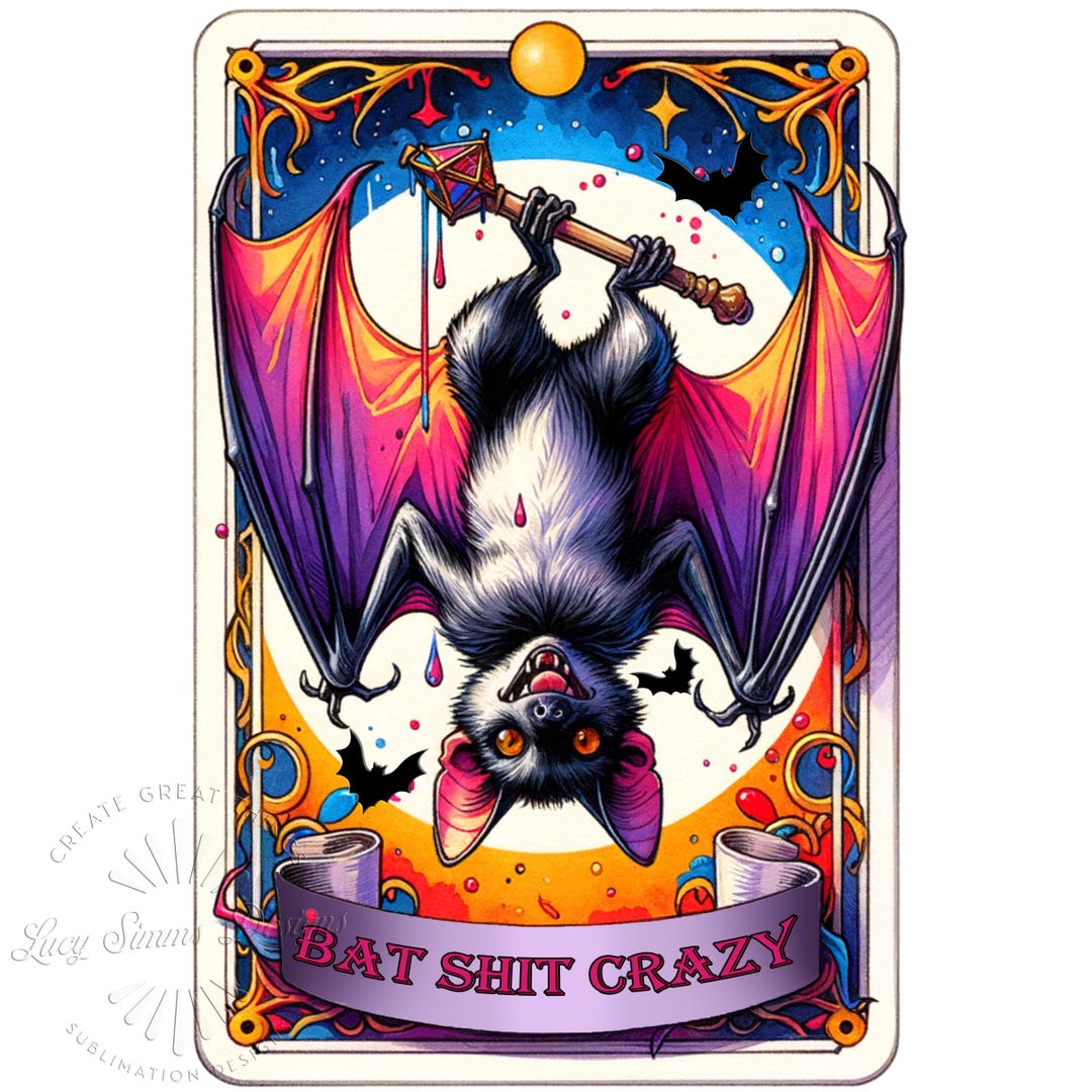 Retro Halloween Bat Tarot Card PNG: Spooky Clipart (digital Download ...
