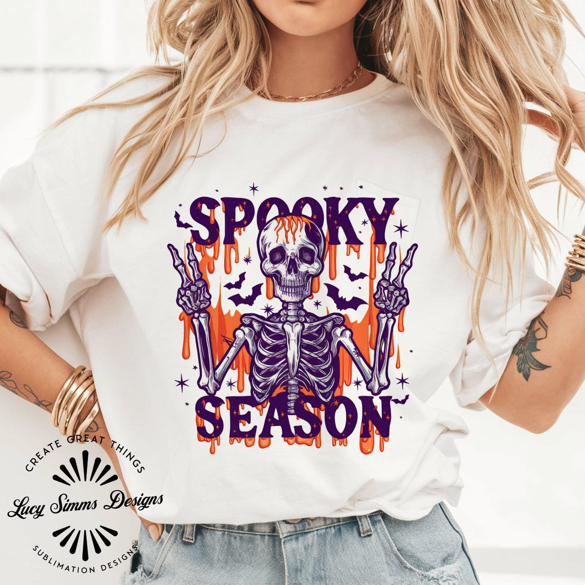 Retro Halloween Skeleton PNG: Spooky Season Design (digital Download ...