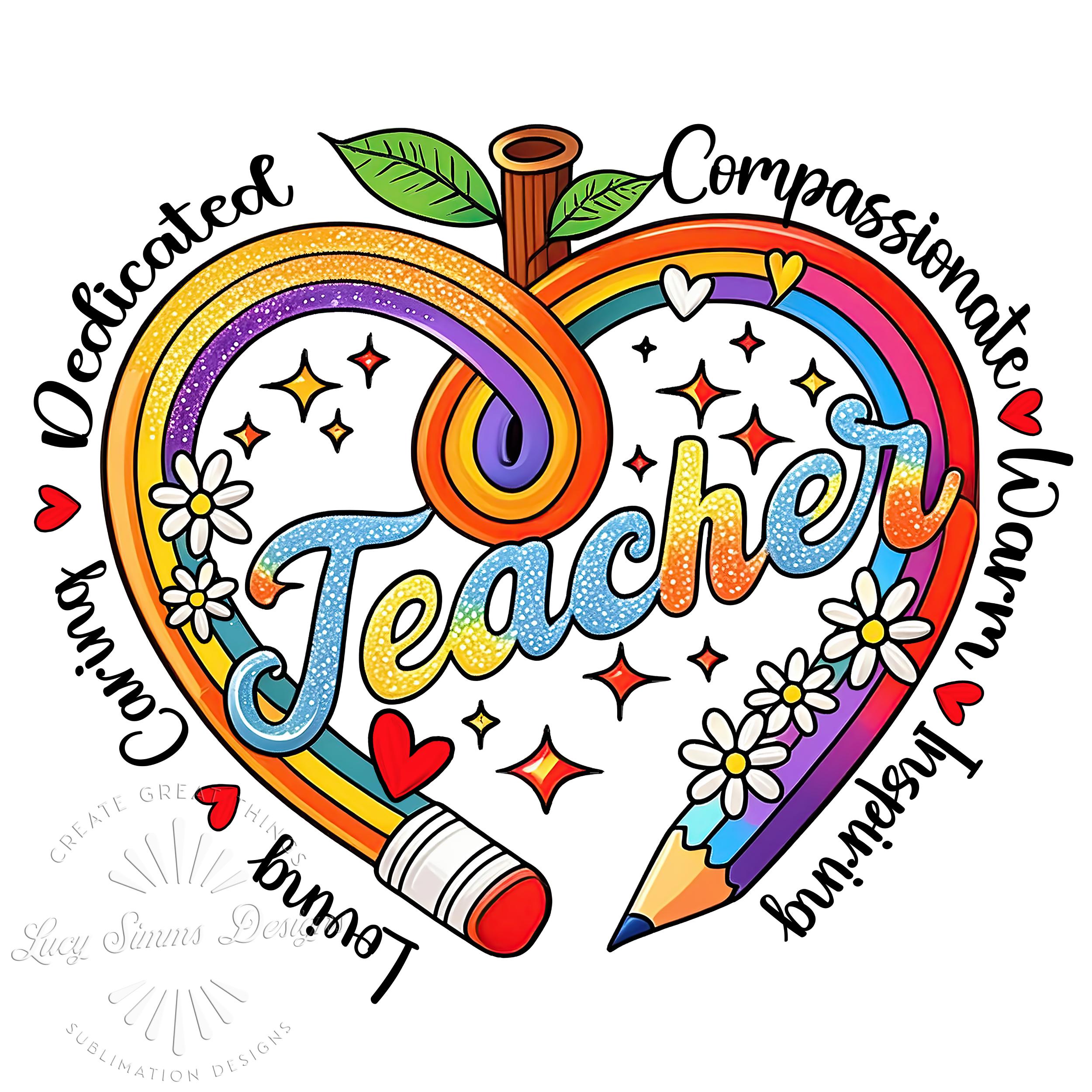 Retro Teacher Design PNG: Teach Love Inspire (digital Download) - Etsy