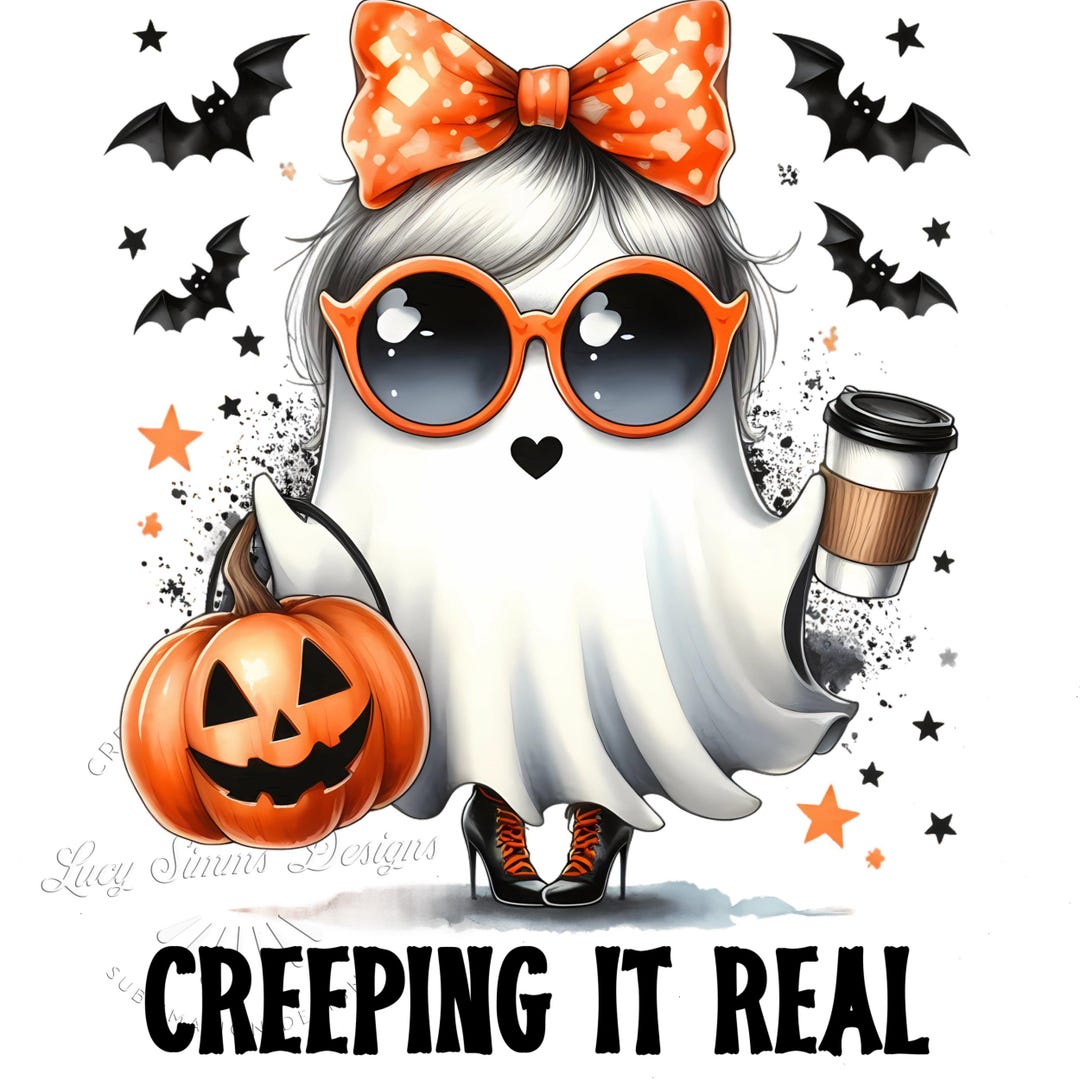 Creeping It Real Ghost PNG: Retro Halloween Sublimation Design (digital ...