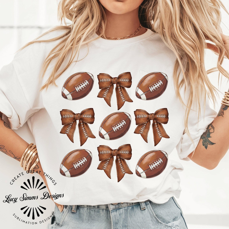 Retro Football Bow Png, Fall Coquette Bow PNG, Fall Football Shirt Png ...