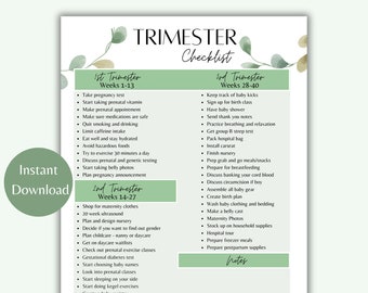 Pregnancy Trimester Checklist Pregnancy Trimester Printable Pregnancy ...